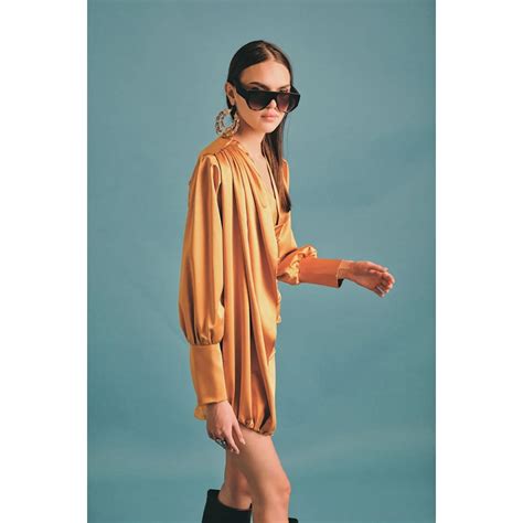 Twos Touch Inspring Orange Adele Satin Dress Hipicon