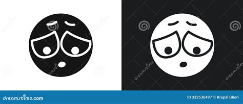 Guilty Face Emoji Linear Logo Mark In Black And White Cartoon Vector 326647263