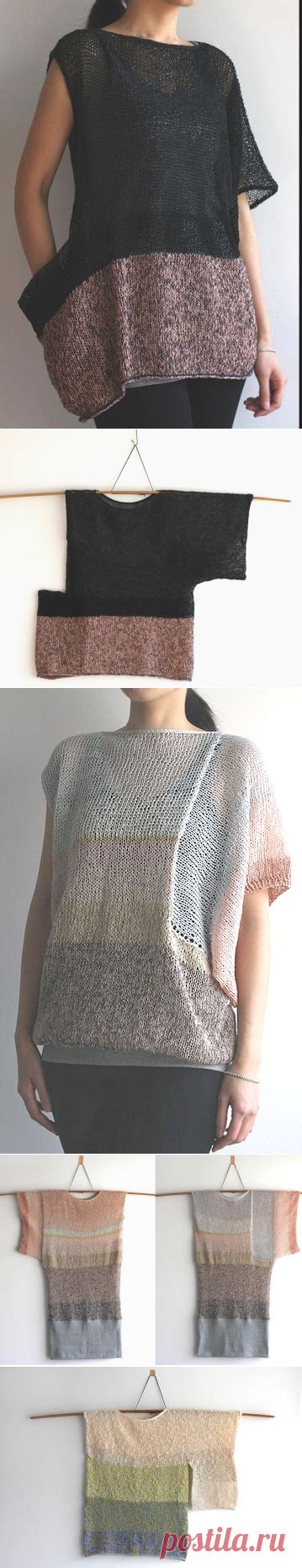 Джемпер в японском стиле связанный спицами — Делаем руками Вязание зигзаг полоски пэчворк
