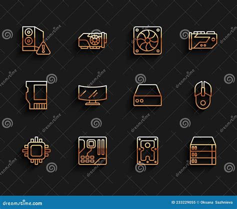 Set Line Processor With Cpu Motherboard Digital Chip Case Of Computer