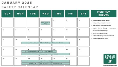Safety Calendar Exceed Safety