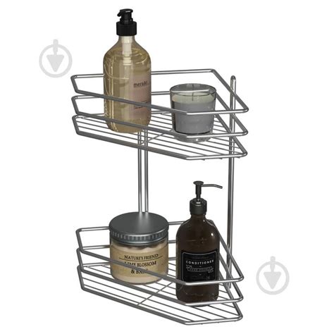 ᐉ Полиця для ванної Метал Стиль кутова 25 см 2 ярусна хром ПВ 25232 • Краща ціна в Києві