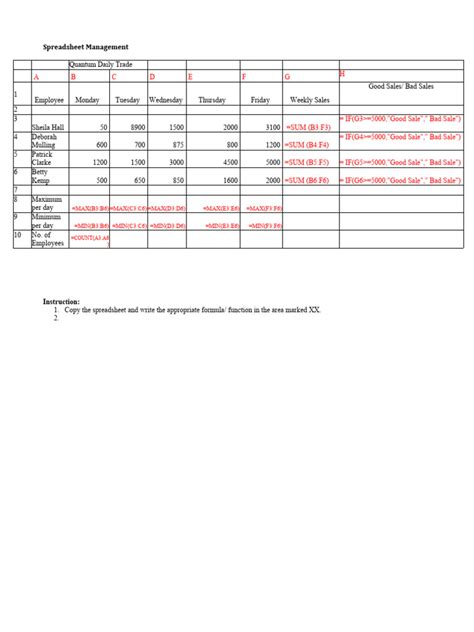 Spreadsheet Management Week 1 Excel Activity Pdf