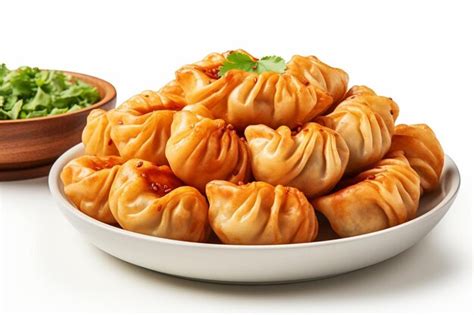 Premium Photo Golden Crispy Momos On White Background Momos Picture