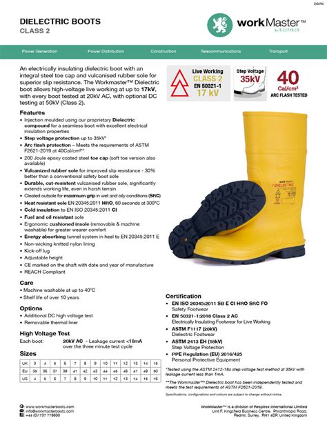 Dielectric Boots Class 2 Datasheet Pdf Insulator Electricity