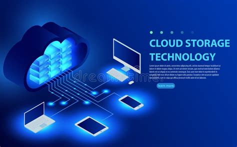 Isometric Cloud Hosting Network Vector Banner Design Online Computing