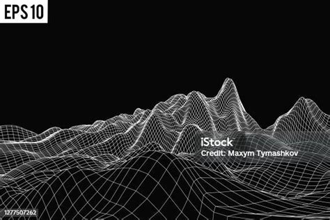 3d 공상 과학 복고풍 연결 배경 와이어프레임 지형 블록 체인 및 암호화 통화 기술 배경 디지털 환경 Hud 요소 빅 데이터와