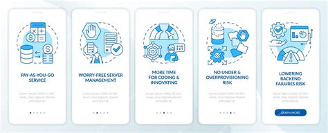 Premium Vector Serverless Computing Advantages Blue Onboarding Mobile App Screen
