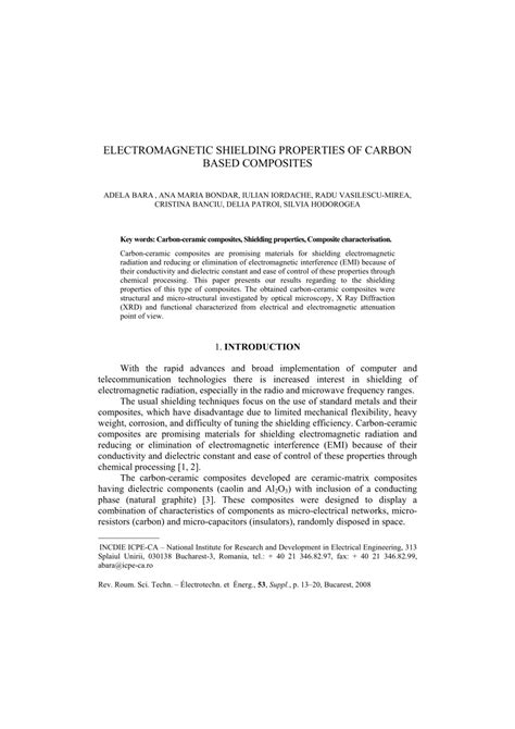 Pdf Electromagnetic Shielding Properties Of Carbon Based Composites