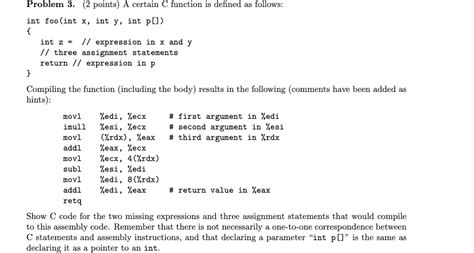 Solved Problem 3 2 Points A Certain C Function Is Defined