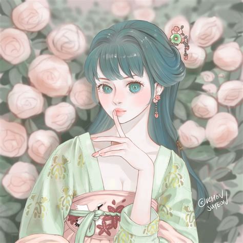 꽃과 함께 소녀