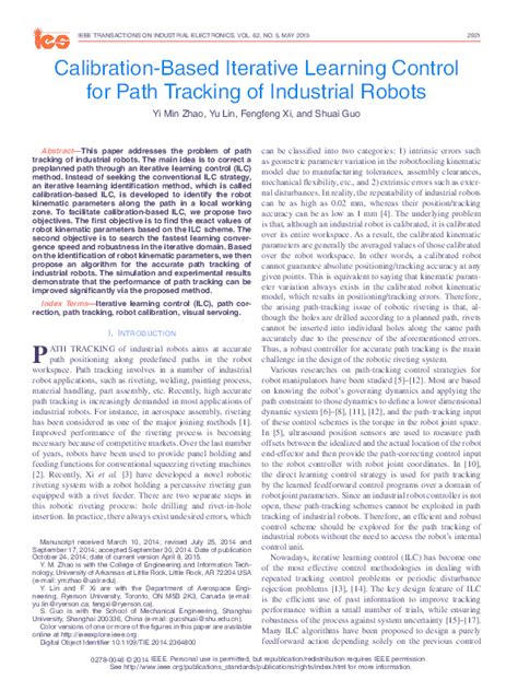 Pdf Calibration Based Iterative Learning Control For Path Tracking Of