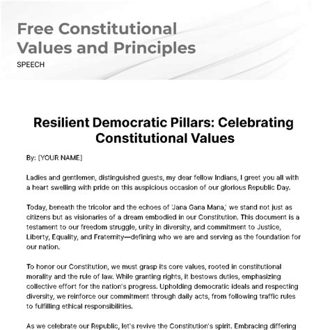 Free Constitutional Values And Principles Speech Template To Edit Online