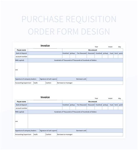 Purchase Requisition Order Form Design Excel Template And Google Sheets