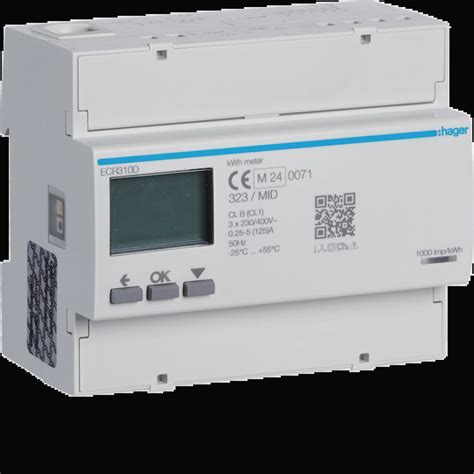 3 Phase Kwh Meter 125a Modbus Rs 485 Optical Pulse 6m By Hager Ecr310d