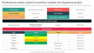 Project Workstream Status Report Template Powerpoint Ppt Template Bundles PPT Template