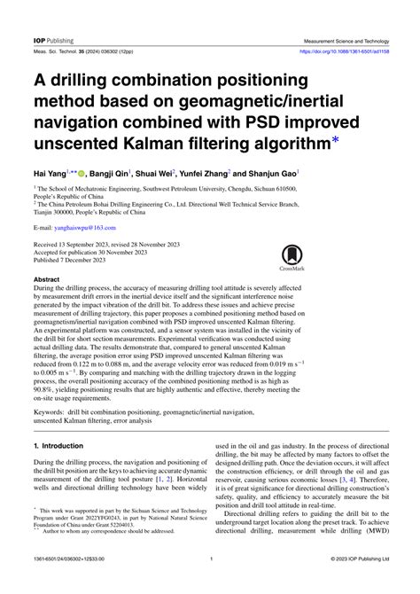A Drilling Combination Positioning Method Based On Geomagneticinertial