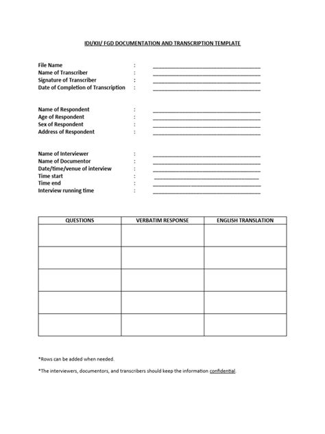 Form 3 Kii Idi Fgd Documentation Transcription Template Pdf