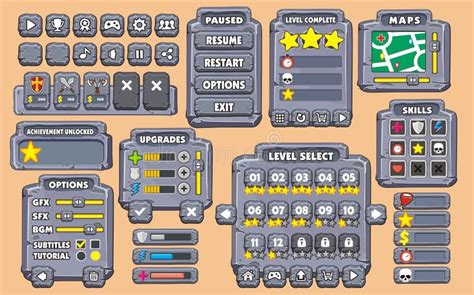 Game Gui Stock Vector Illustration Of Mobile Funny