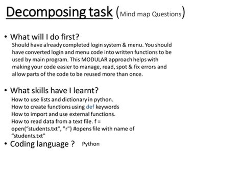 Gcse Computer Science Example Project Walkthrough Structure Approachnea Teaching Resources