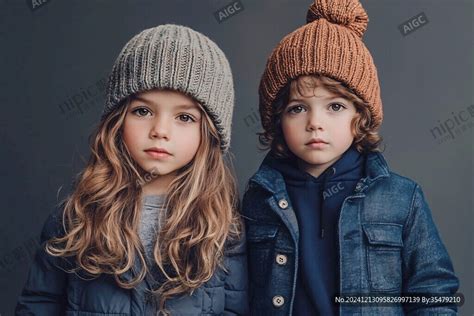 Ai创作图秋冬童装 小孩冬帽 儿童针织帽 小男孩小女孩 秋冬季童装 两个小童 半身儿童模特 男孩女孩小孩儿童 两个小姐姐 两龄 知名儿童冬季服装品牌 俩小孩 儿童男孩女孩 冬季童装 帽毛衣