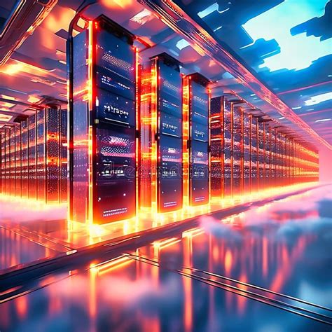 Server Room With Server Cabinets Digitalis For Host Pc Management And Storage Of Data Stock