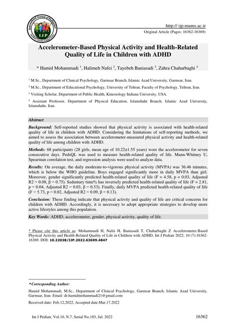 Pdf Accelerometer Based Physical Activity And Health Related Quality