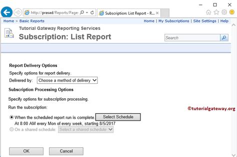 report subscription in ssrs pdf file and email