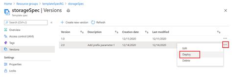 Create And Deploy Template Spec Azure Resource Manager Microsoft Learn