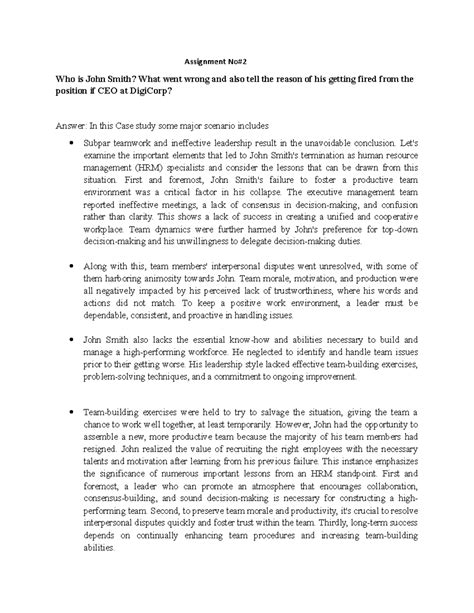 Assignment No 2 Ahtisham Assignment No Who Is John Smith What Went