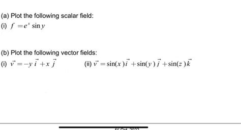 Solved A Plot The Following Scalar Field I F Exsiny B Chegg