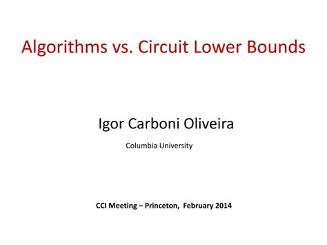 algorithms vs circuit lower bounds ppt download