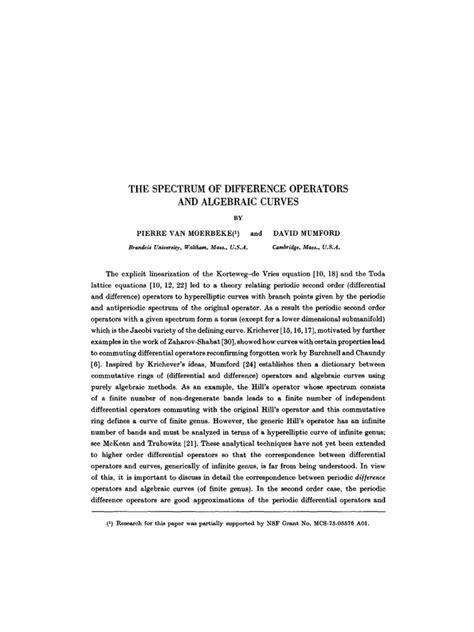 The Spectrum Of Difference Operators And Algebraic Curves Pdf