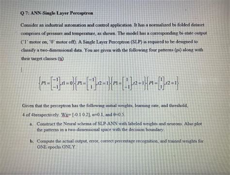 q 7 ann single layer perceptron consider an
