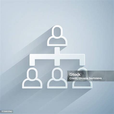 종이 컷 비즈니스 계층 구조 회색 배경에서 격리된 비즈니스 계층 차트 인포그래픽 아이콘 기업 조직 구조 그래픽 요소 종이 아트 스타일 벡터 0명에 대한 스톡 벡터 아트 및