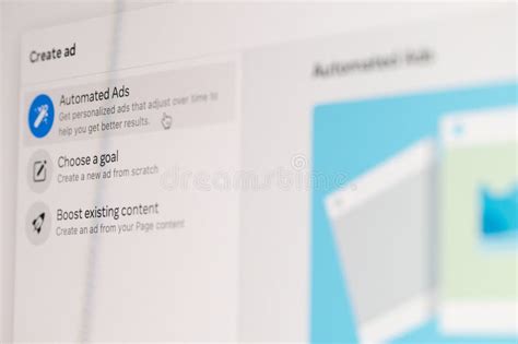 Create Automated Ads In Facebook Editorial Photo Image Of Create Advertising 275239136
