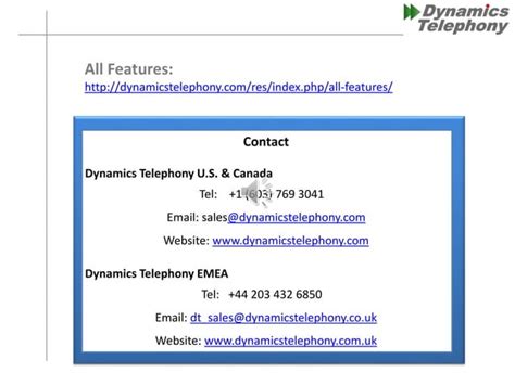 Dynamics Telephony Overview Ppsx