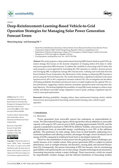PDF Deep Reinforcement Learning Based Vehicle To Grid Operation