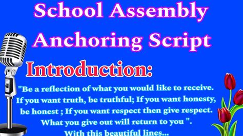 School Assembly Script Anchoring Script Of Morning Assembly Mc