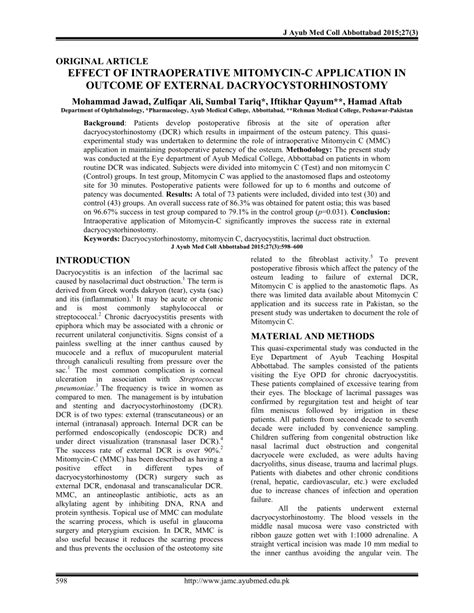 Pdf Effect Of Intraoperative Mitomycin C Application In Outcome Of