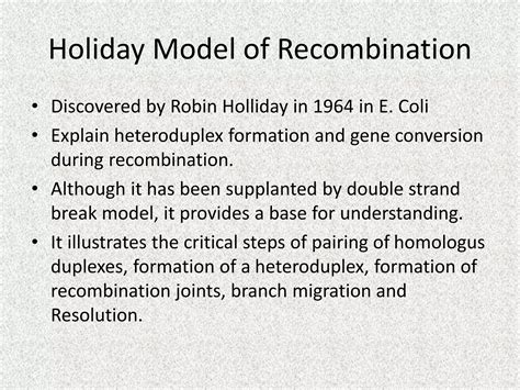 Holliday Model Of Dna Recombination Pptx