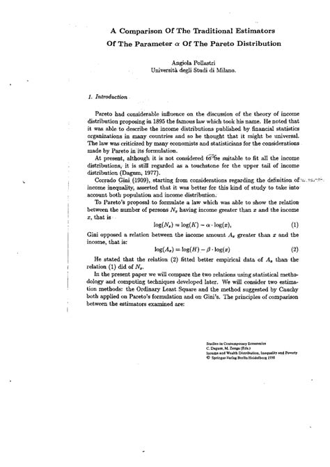 pdf a comparison of the traditional estimators of the parameter α of