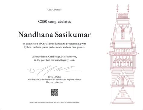 Nandhana Sasikumar On Linkedin Cs50p Harvardx Python