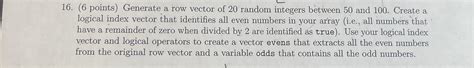 Solved Points Generate A Row Vector Of Random Chegg