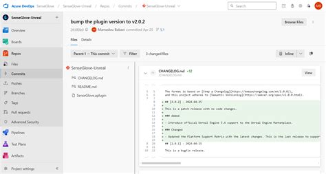 Via Microsoft Azure Devops Repositories The Senseglove Unreal Engine