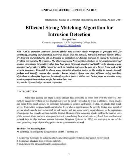 Efficient String Matching Algorithm For Intrusion Detection Pdf