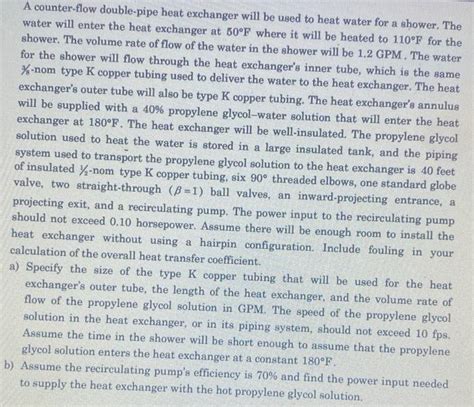 A Counter Flow Double Pipe Heat Exchanger Will Be Chegg