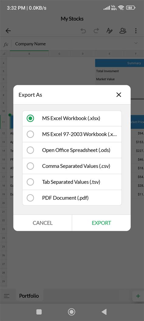 Export Or Download A Spreadsheet Zoho Sheet For Android