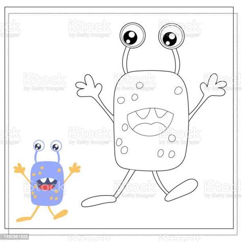 아이들을 위한 색칠하기 책 만화 괴물 외계인 흰색 배경에 벡터 그림 교육에 대한 스톡 벡터 아트 및 기타 이미지 교육