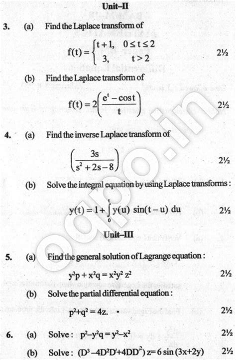 KUK BA Nd Year Maths Diff Equations Question Paper